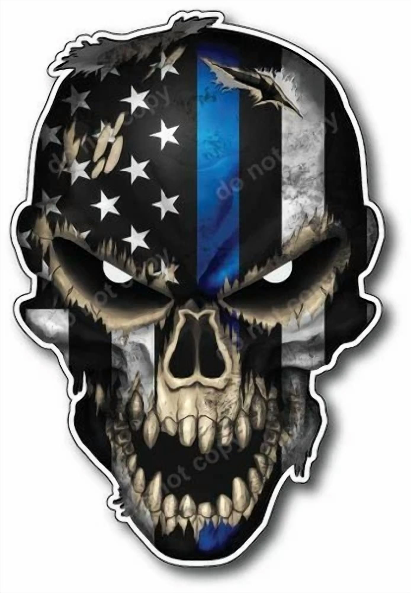 4X Thin Blue Line Police Skull Usa American Flag Sticker Decal Car ...