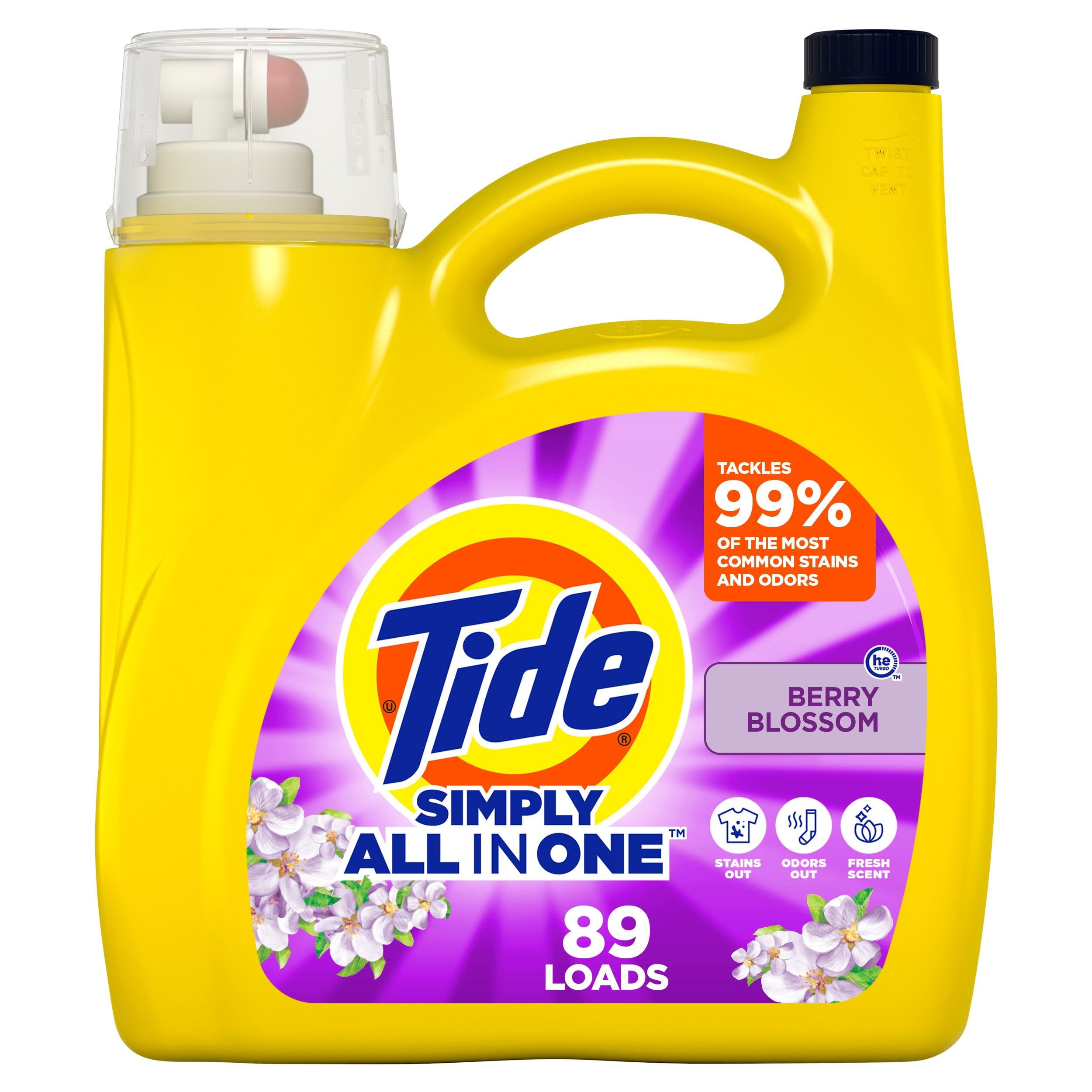 4X-Tide Simply Clean & Fresh Liquid Laundry Detergent, Berry Blossom ...