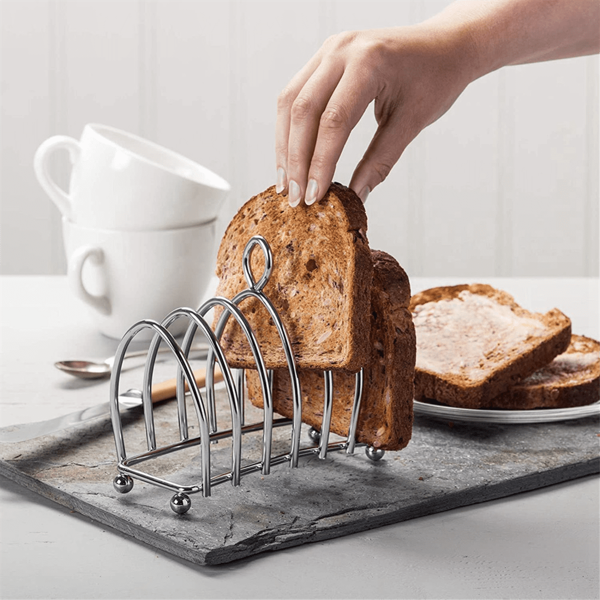 4X Toast Bread Rack Holder 6 Slice Stainless Steel Toast Rack with Ball ...