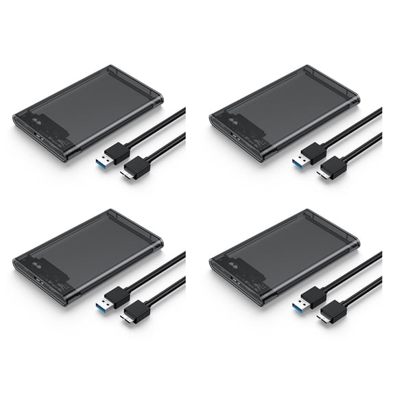 4X Transparent Gray HDD Case for Hard Box 2.5 Inch HDD Enclosure to USB ...