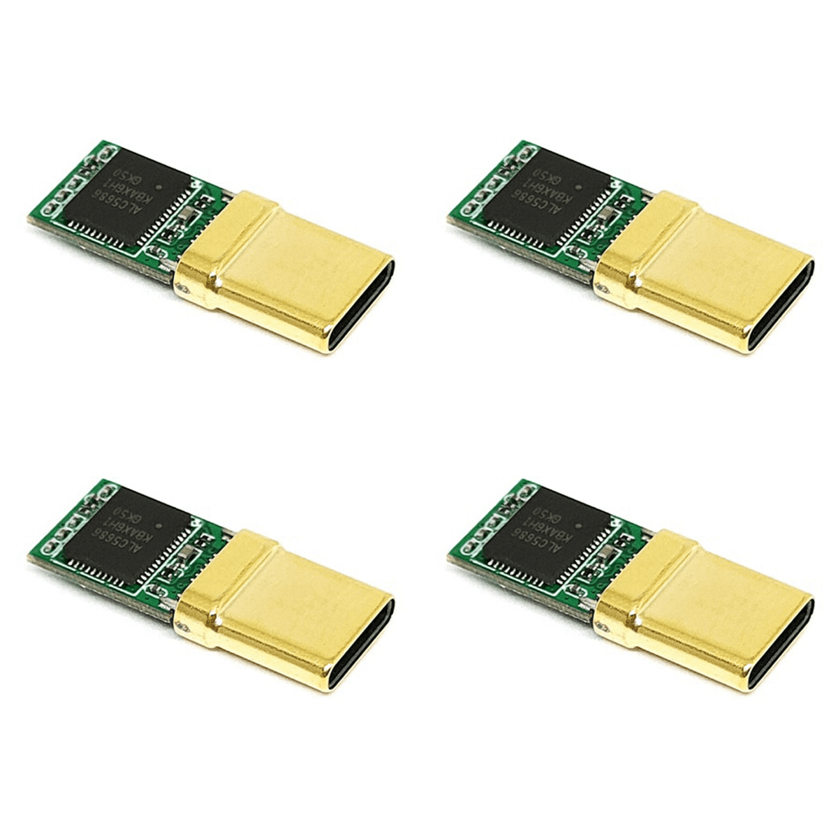 4X USB-C Male Plug, Decoder Chip ALC5686, Gold-Plated 1U, 32Bit 384Khz ...