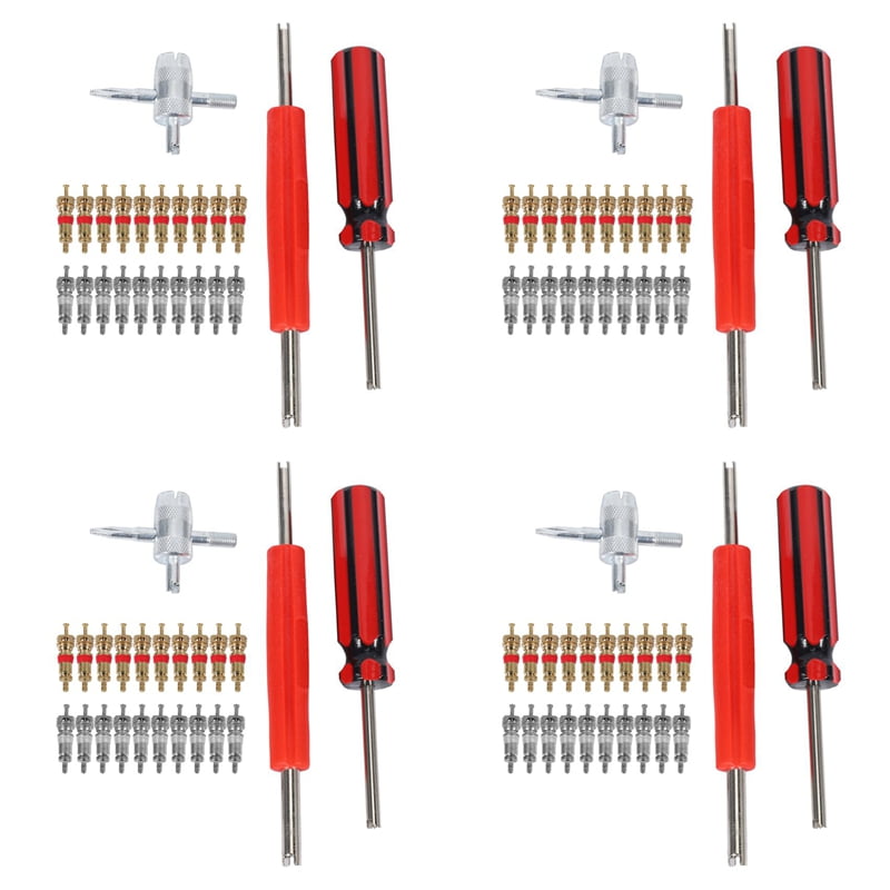 4X Valve Core Tool Set 80Pcs Valve Cores, 4-Way Valve Tool, Dual Single Valve Core Remover, Tire ...