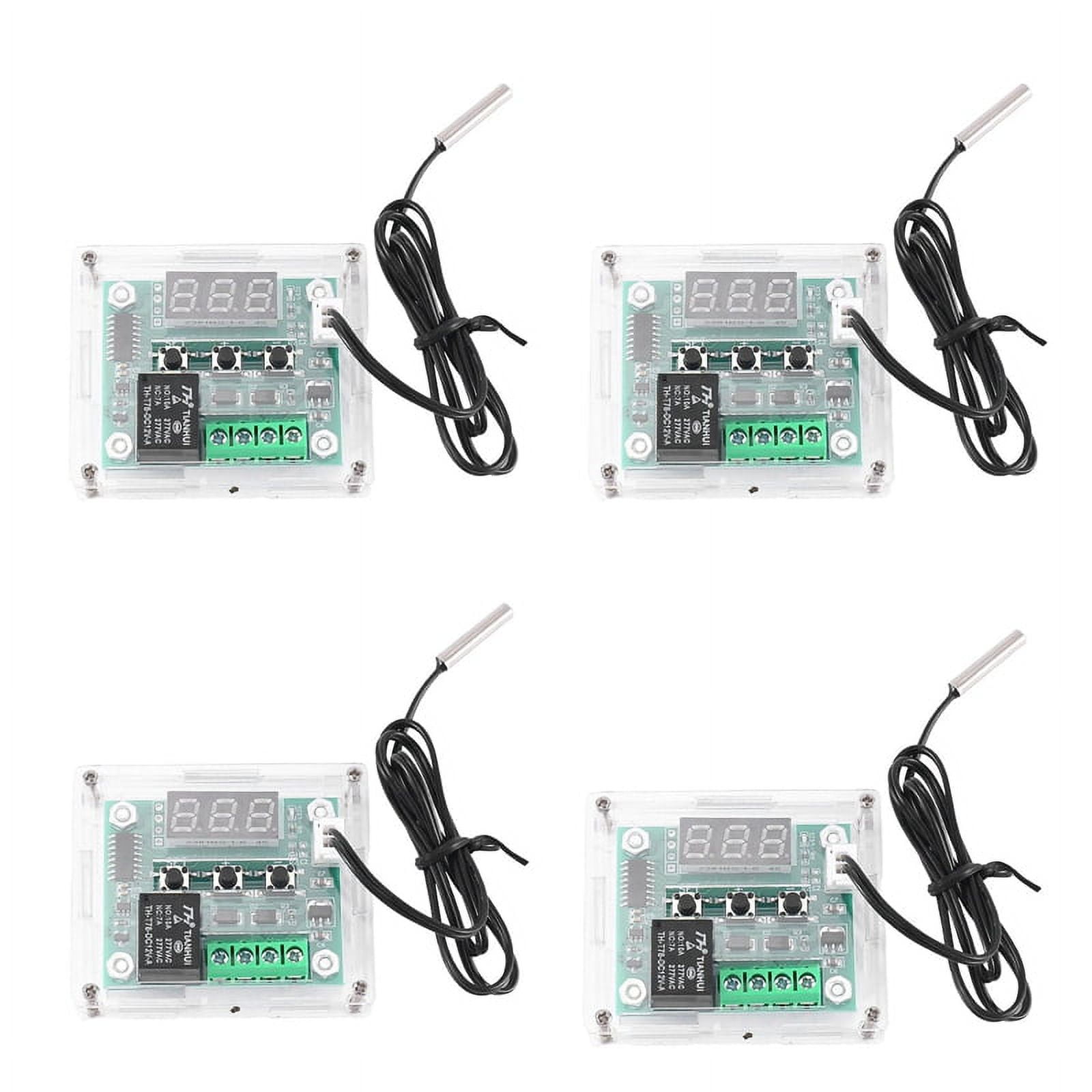 4X W1209 DC 12V Thermostat Temperature Control Switch Thermometer Controller with Digital LED ...