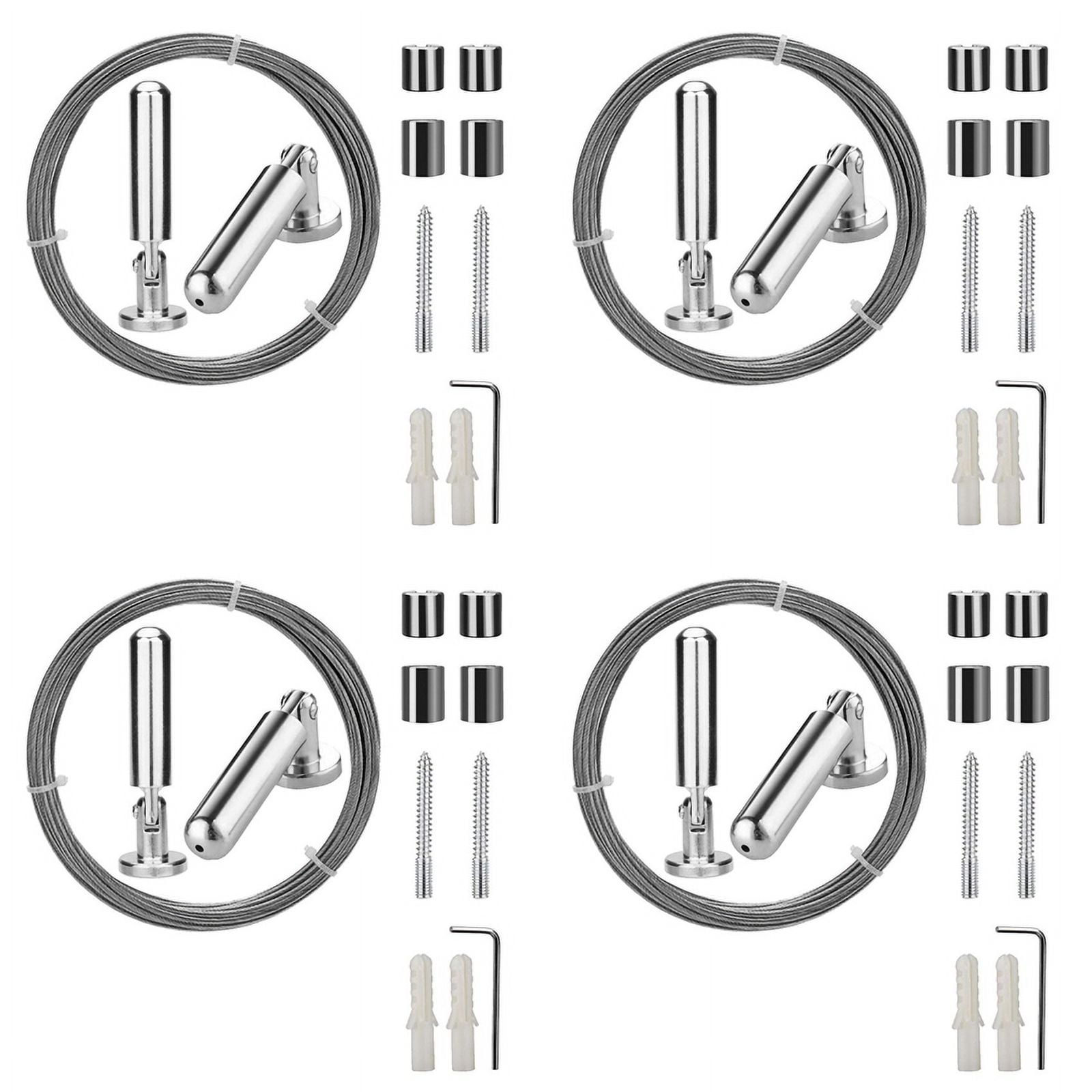 4X Wall Mount Curtain Wire Rod Set for Art Display - Photo Hanging Wire ...