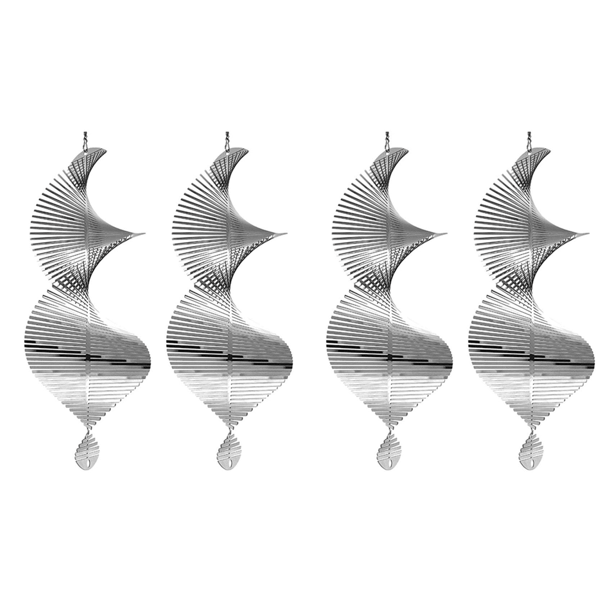 4X Wind Spinners 3D Hanging Wind Spinner Stainless Steel Metal Sculptures Decorations ...
