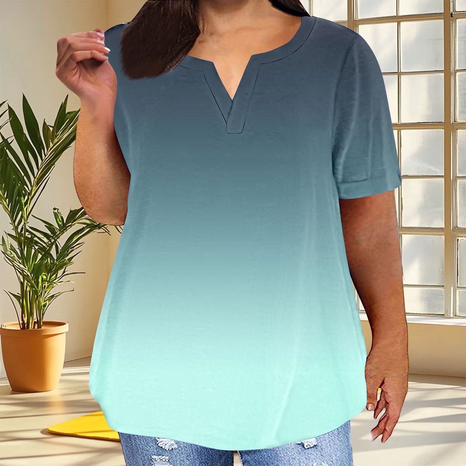 4X Women's Plus Size Clothes Under $10 Fashionable And Loose V-Neck ...