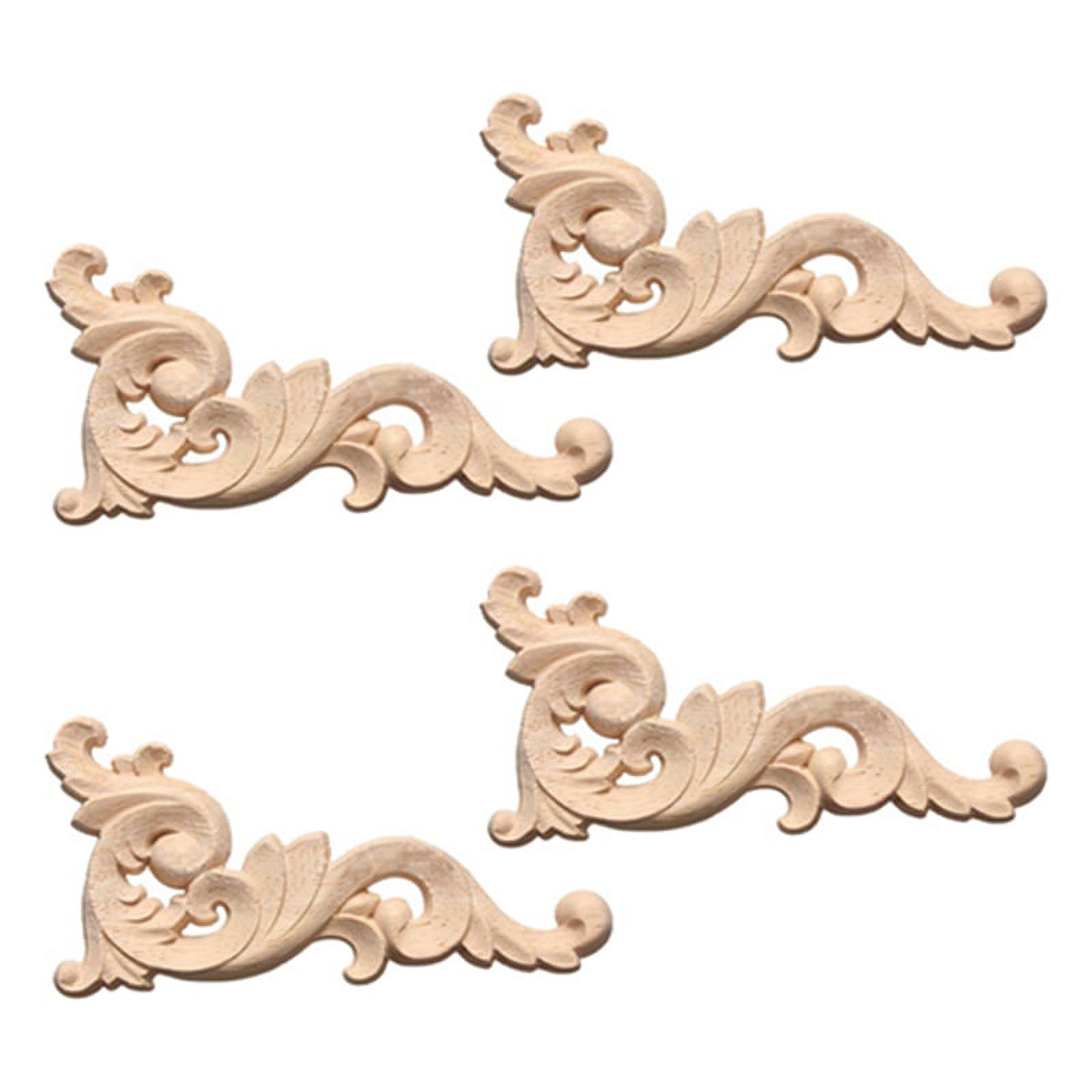 4X Wood Carved Decal Corner Onlay Applique Door Wall Decor 12 x 6cm ...