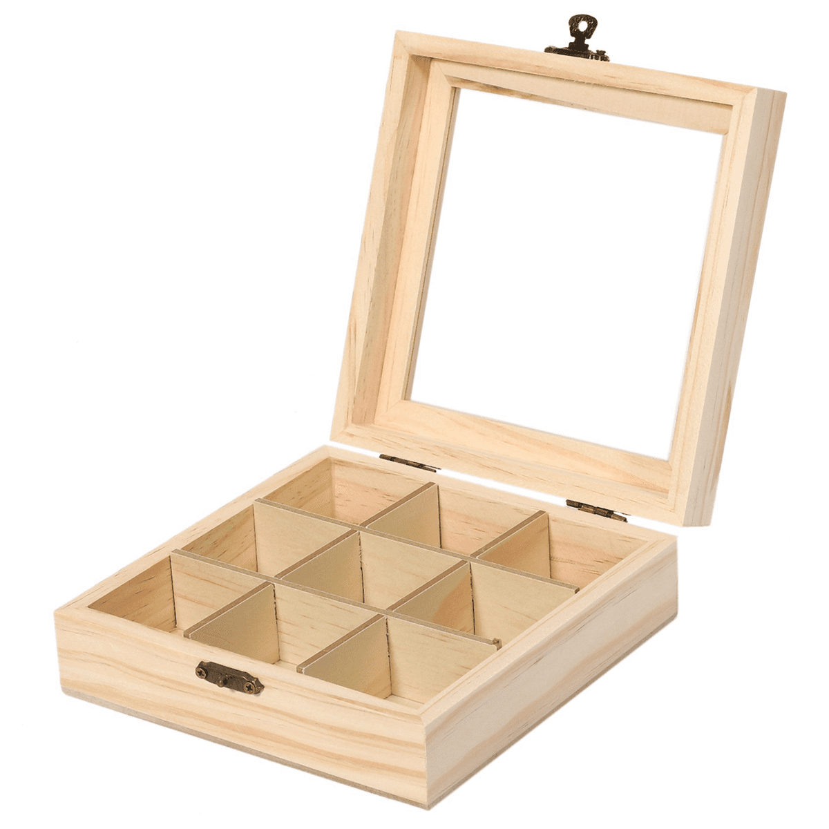 4X Wooden Tea Bag Jewelry Organizer Chest Storage Box 9 Compartments ...