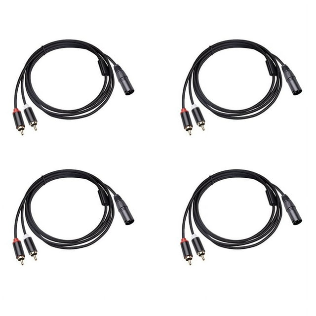 4X XLR to Dual Audio Cable A1 XLR Male 3 Pin to Dual Male Plug Stereo ...