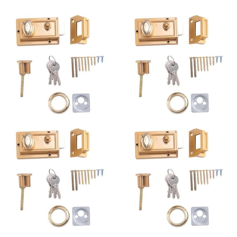4X Zinc Cylinder Deadbolt Latch Lock for Night Gate Door Entrance,Gold ...