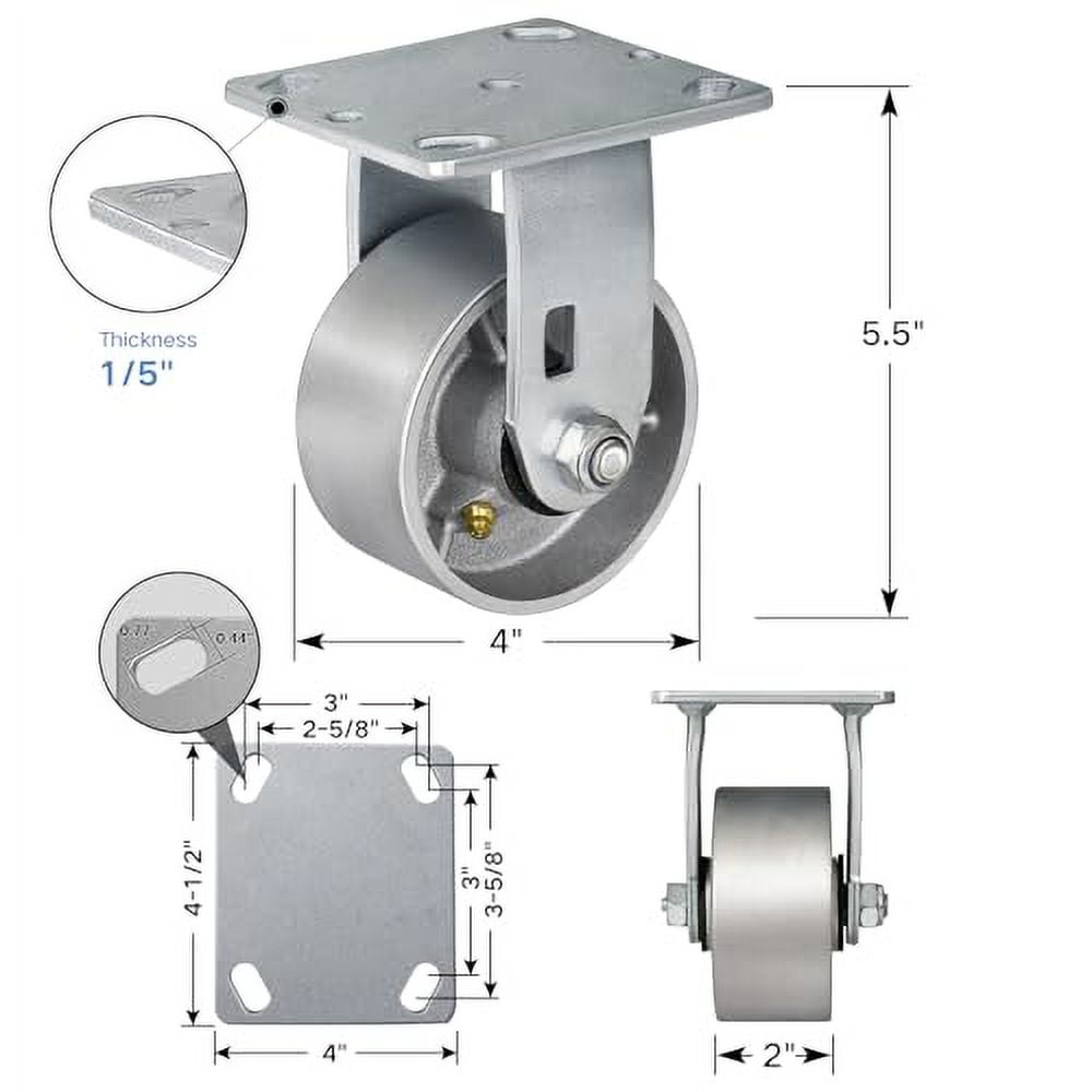 4X2" Heavy Duty Caster Steel Cast Iron Wheel - Industrial Caster Wheels ...