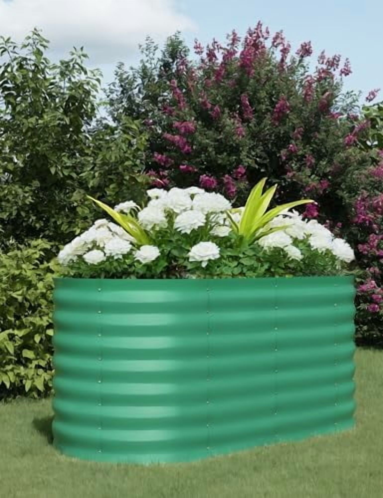 4X2X2ft Galvanized Steel Raised Garden Bed 2-Pack, Multi-Size Oval Wave ...
