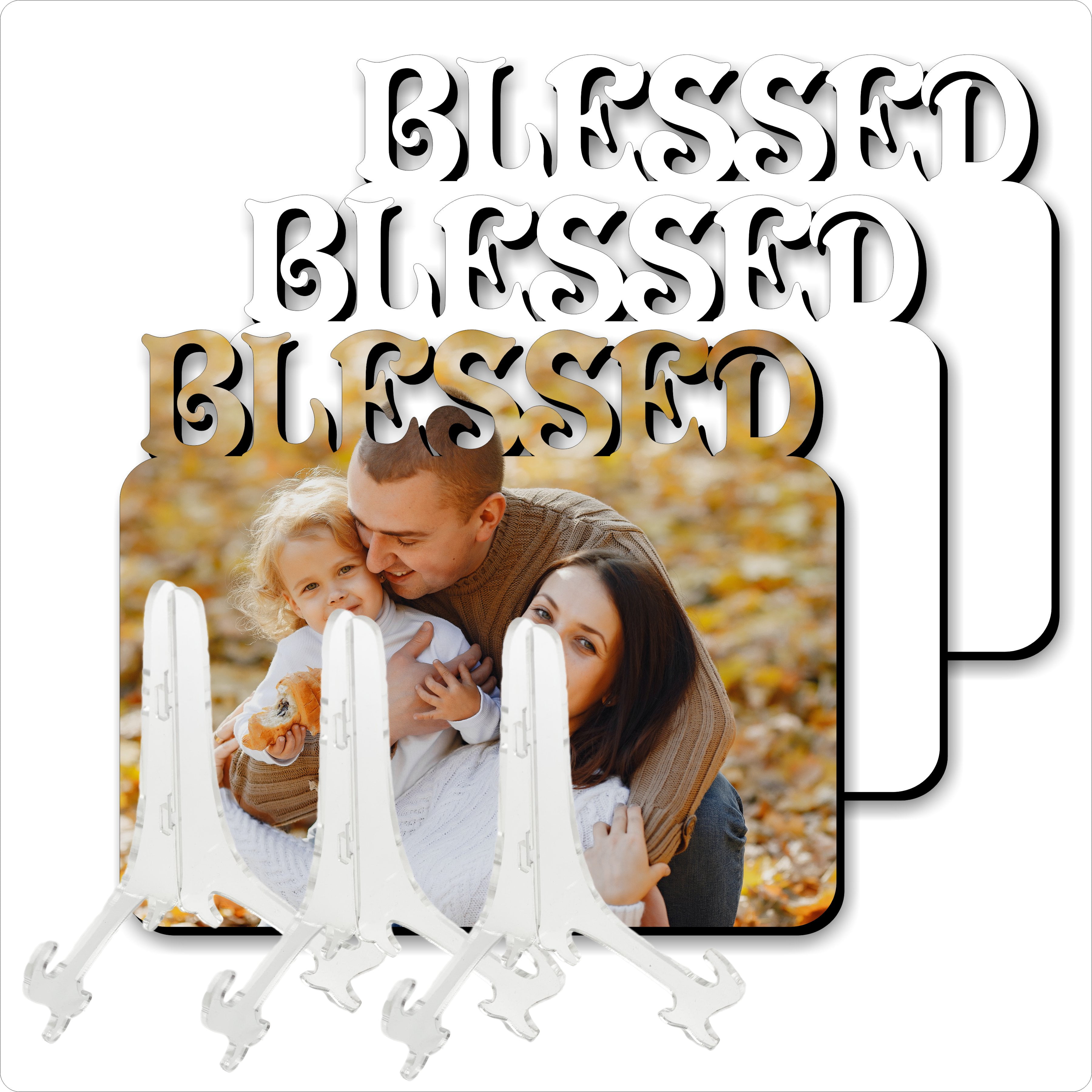 4X3 BLESSED RELIGIOUS CHRISTIAN 6PK 3 FRAMES/ 3 STANDS SUBLIMATION ...