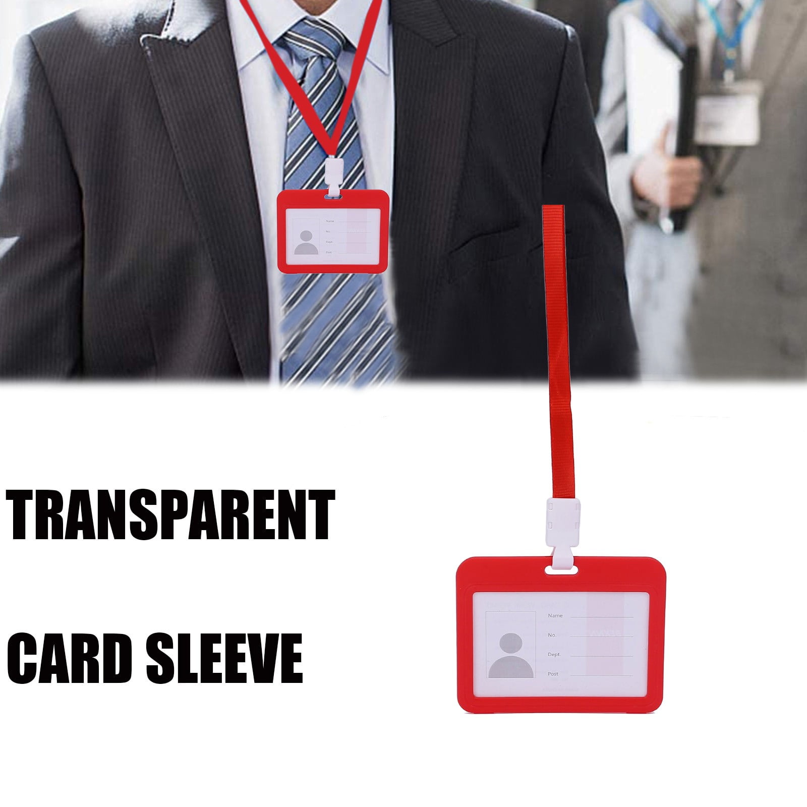 4X3 Inch Horizontal Soft Badge Holder (Includes String) 1Pc Red Card ...