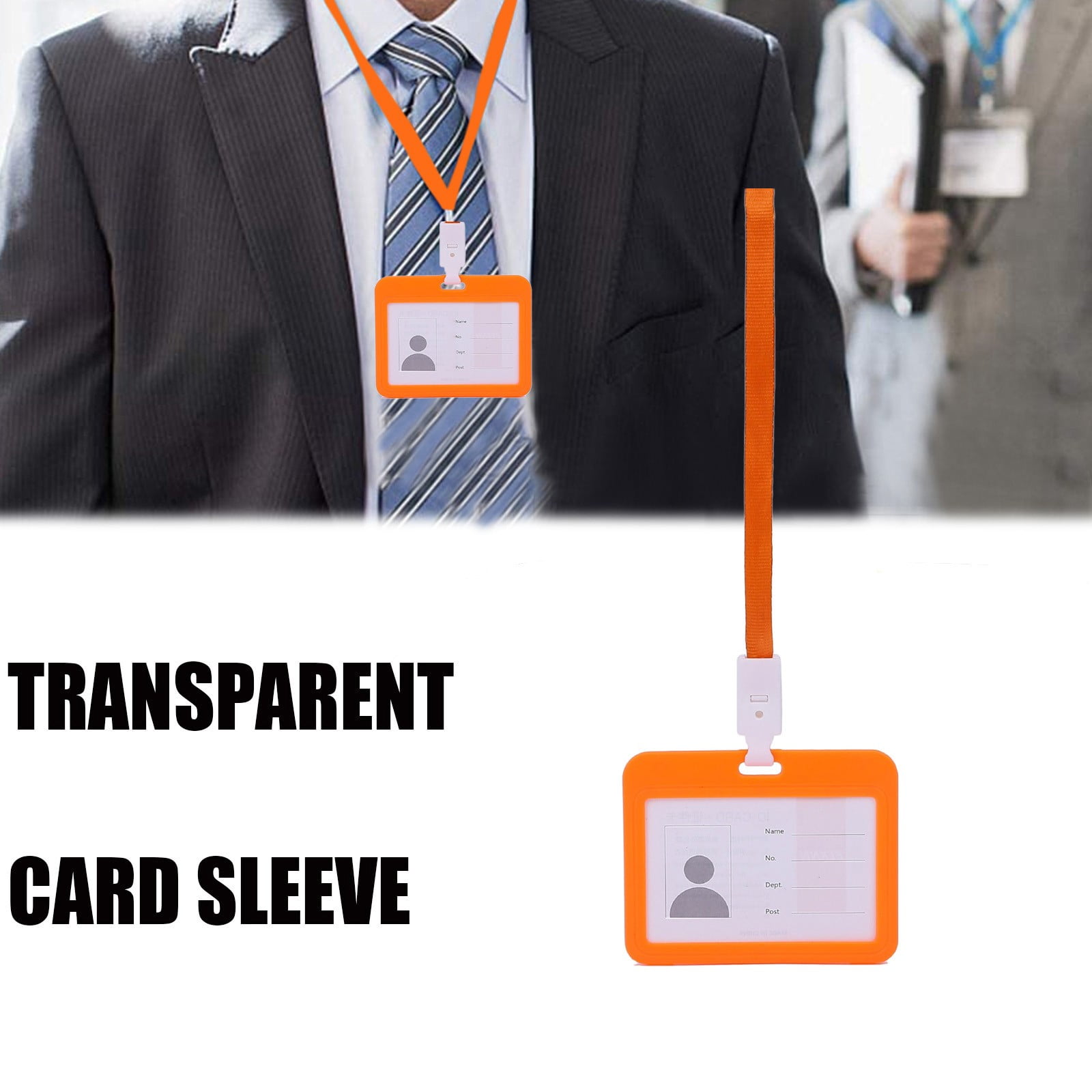 4X3 Inch Horizontal Soft Badge Sleeve (Includes String) 1Pc Orange Card ...