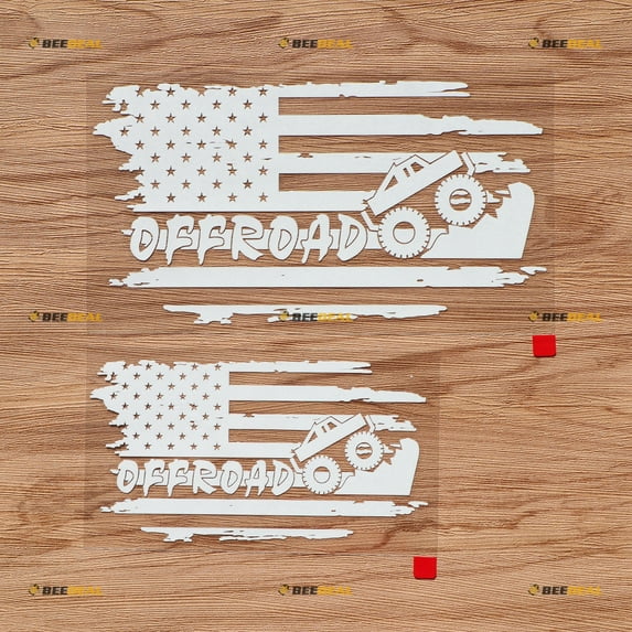 4X4 Off Road 4WD American Flag Car Truck Decal Vinyl Sticker - 2 Pack ...