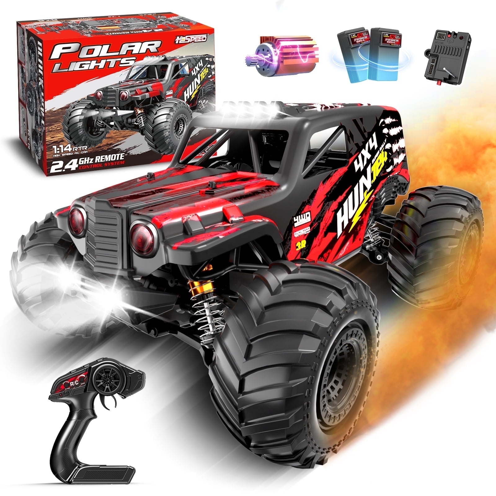 LOHEER 1:14 RC Cars for Adults Fast 42 mph, 4WD Off-Road RC Trucks with ...