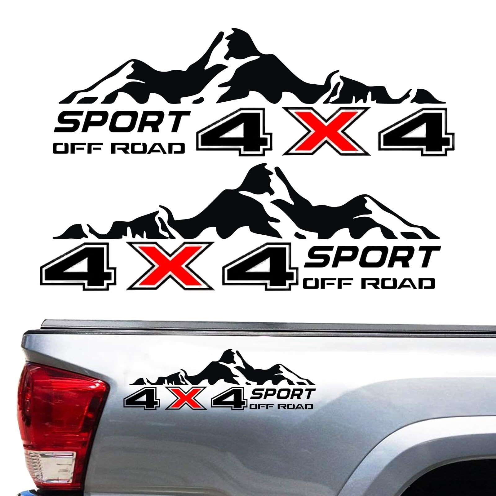 4X4 Off Road Sport with Mountain Pattern Decal Stickers 2Pcs, Vehicle ...
