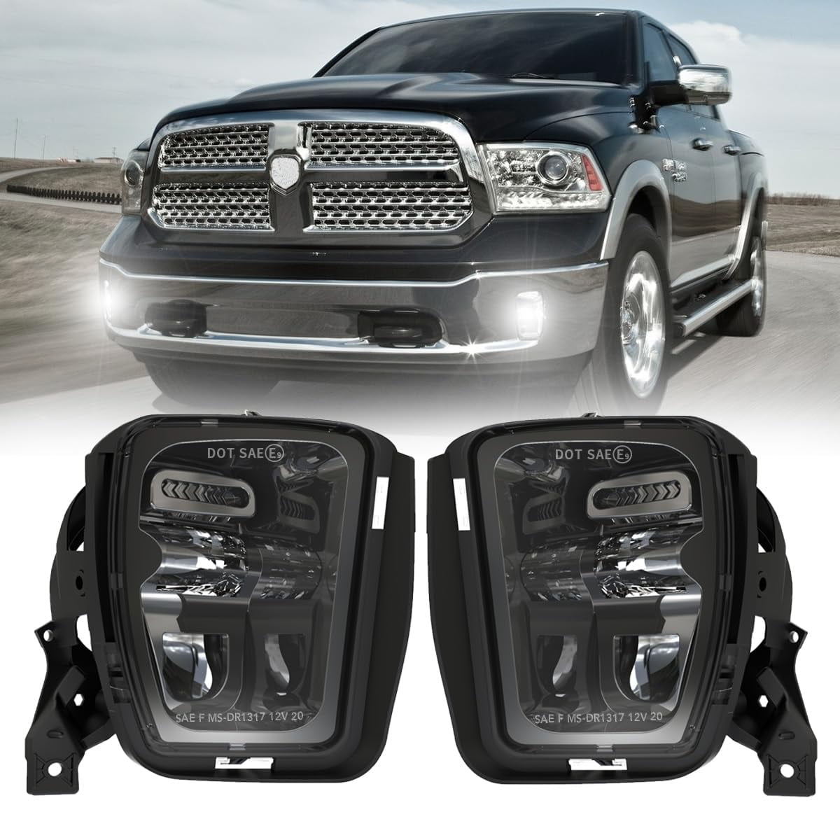 4X4FLSTC LED Fog Lights RRF12 Compatible with 4th Gen Dodge Ram 1500 2013 2014 2015 2016 2017 ...