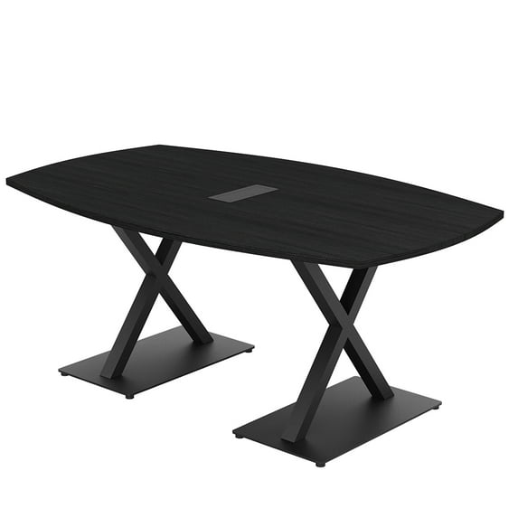 4X6 Arc Boat Conference Table with X Base Data And Electric Unit ...