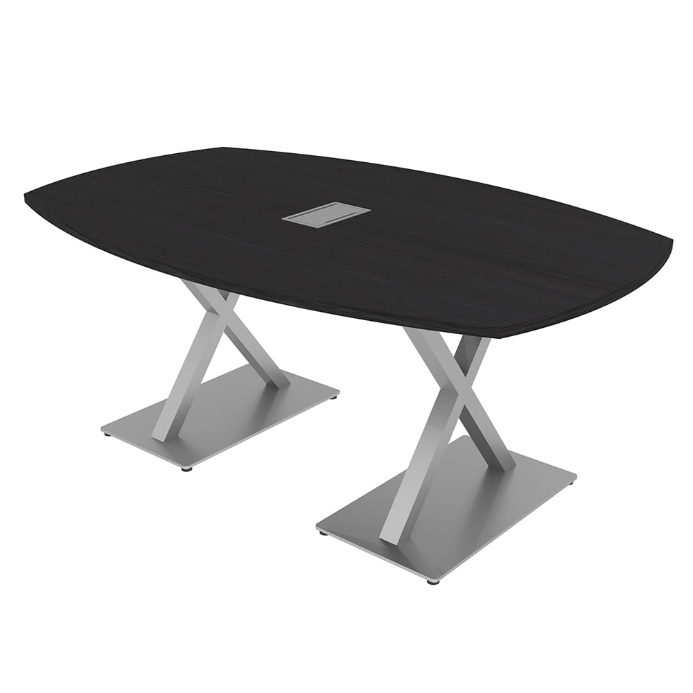 4X6 Arc Boat Conference Table with X Base Data And Electric Unit ...