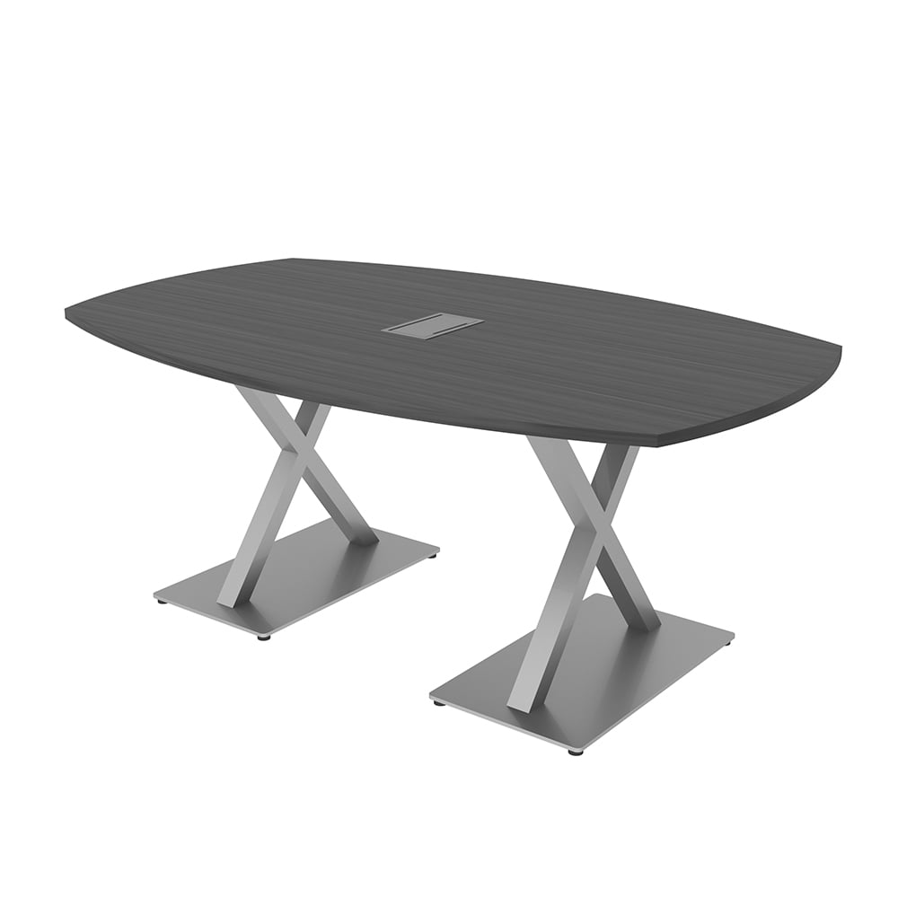 4X6 Arc Boat Conference Table with X Base Data And Electric Unit ...