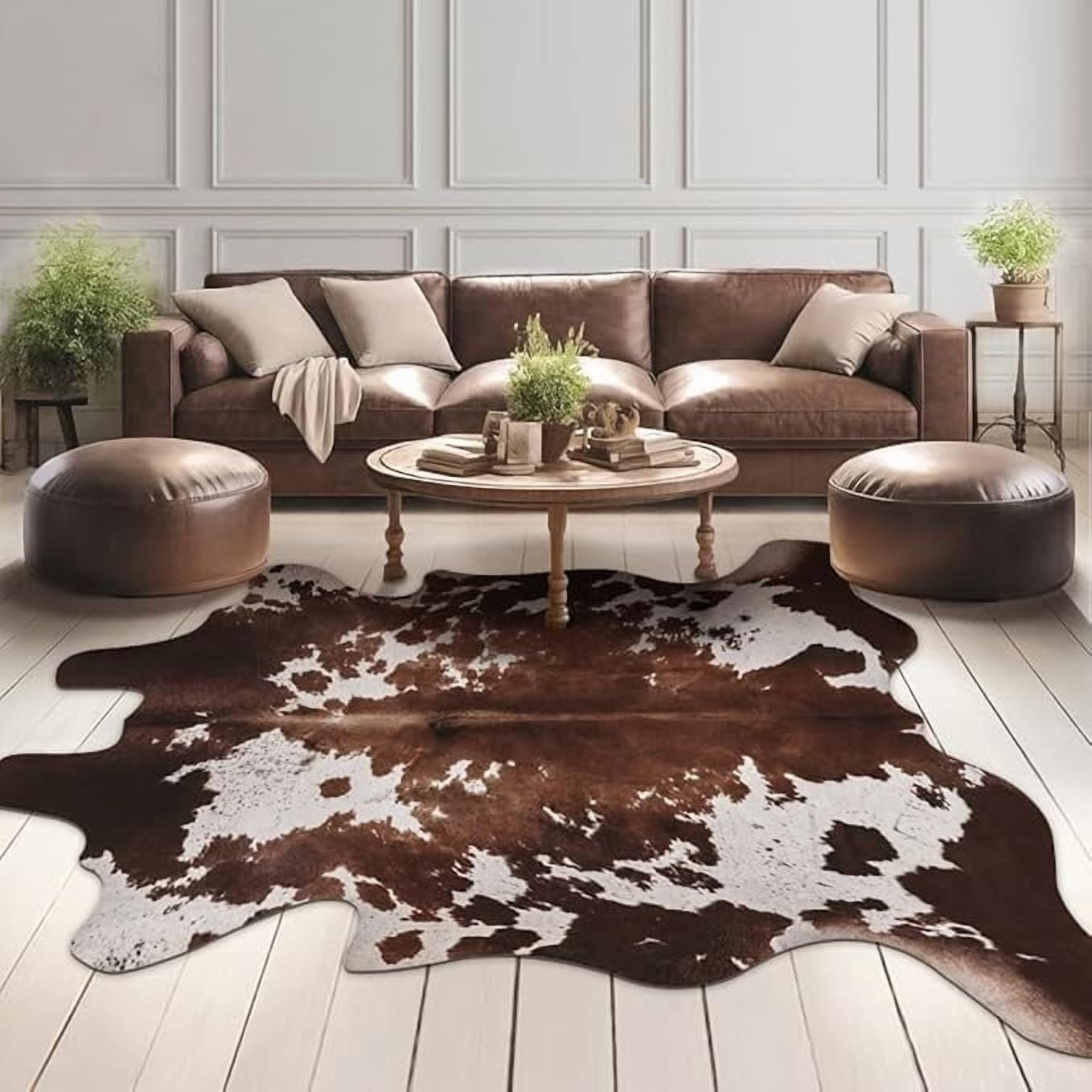 4X6 FT Cowhide Print Area Rugs, Irregular Cow Print Non Slip Rug Rustic ...