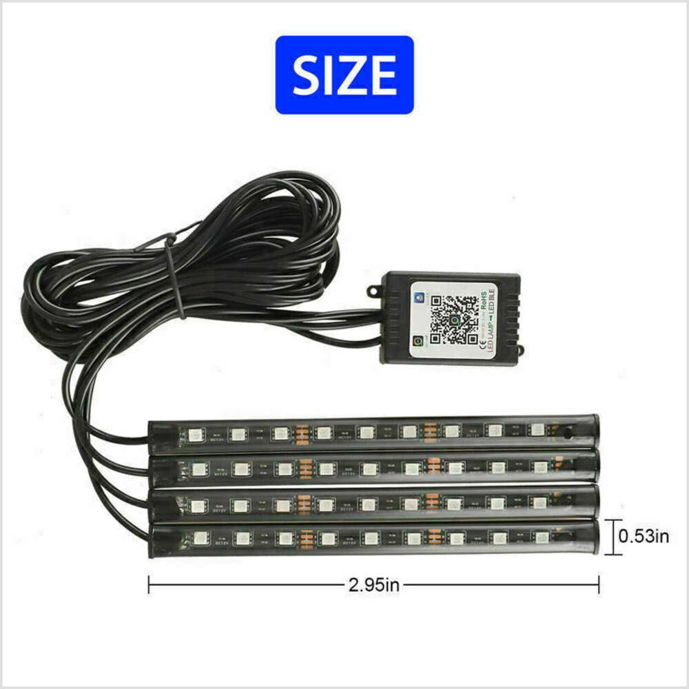 4X9 36 LEDs RGB Car Interior Atmosphere Neon Lights Strip APP Control ...