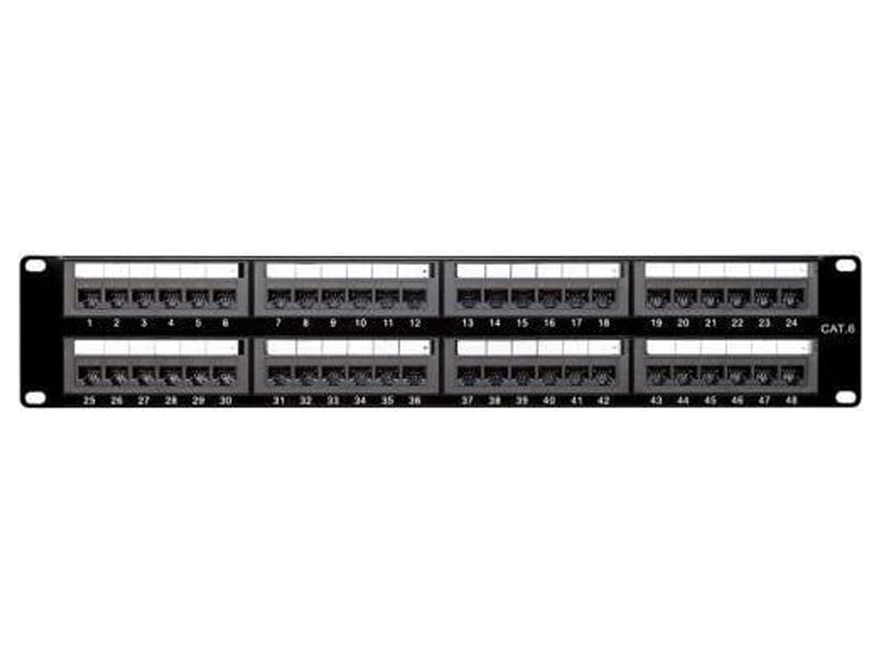 4XEM 4XRMC6PP48 4XEM 48 Port CAT6 Rackmount Patch Panel - Black - 48 x ...