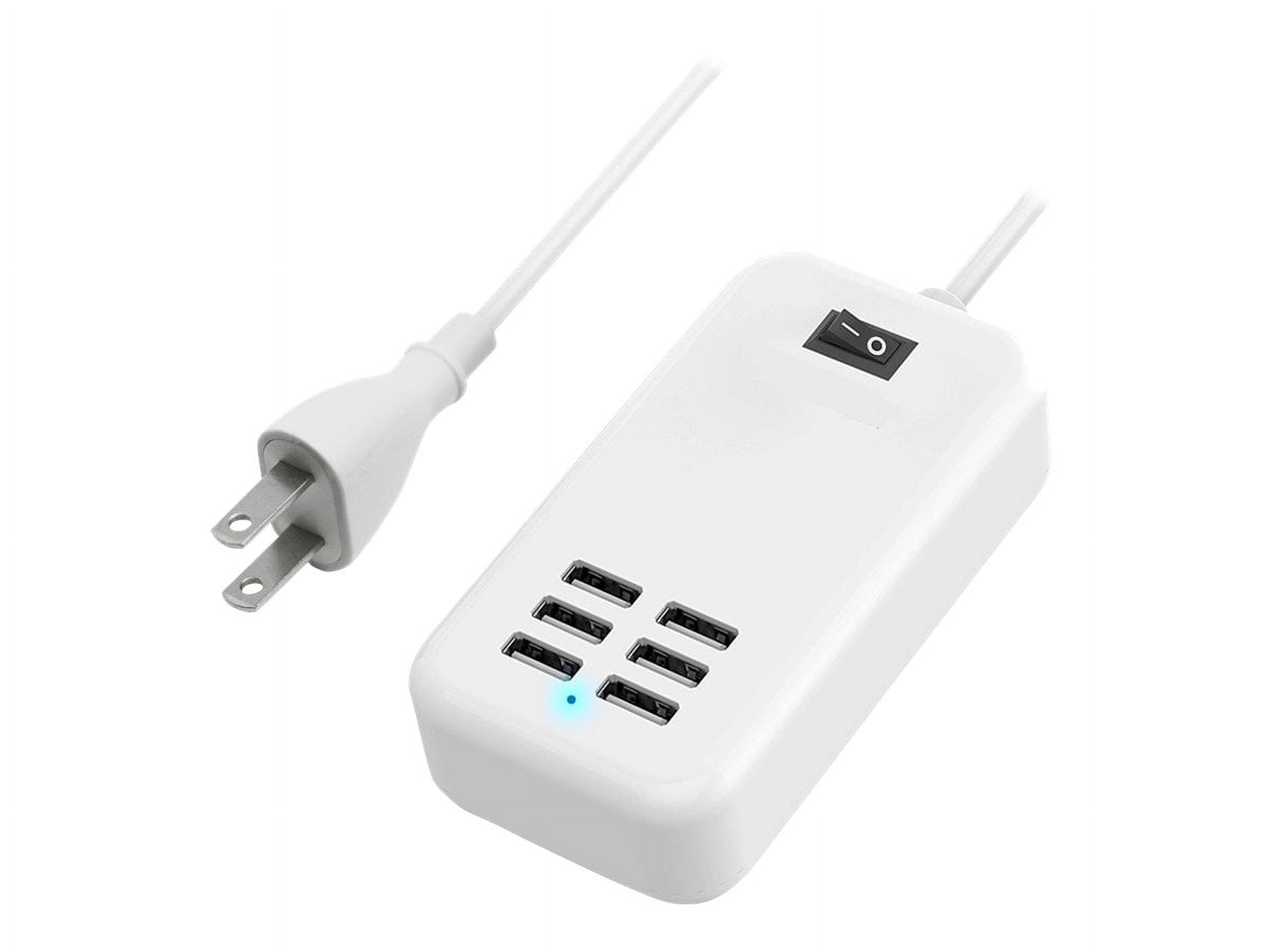 4XEM 6 Port 6AMP USB-A Charger with Cable Black, White - Walmart.com