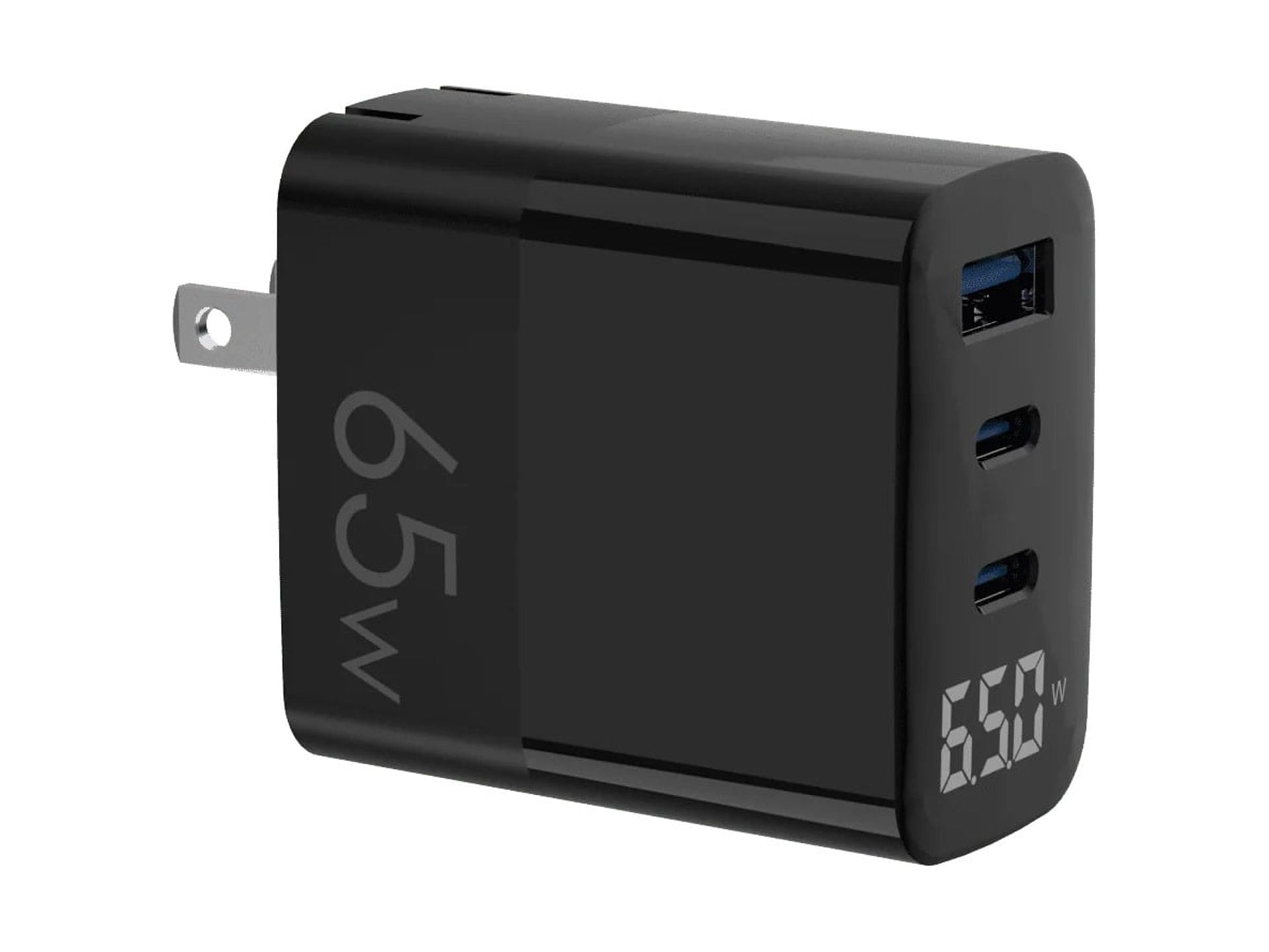 4XEM 65W GAN Charger with 2 USB-C Ports 1 USB-A Port and Digital ...