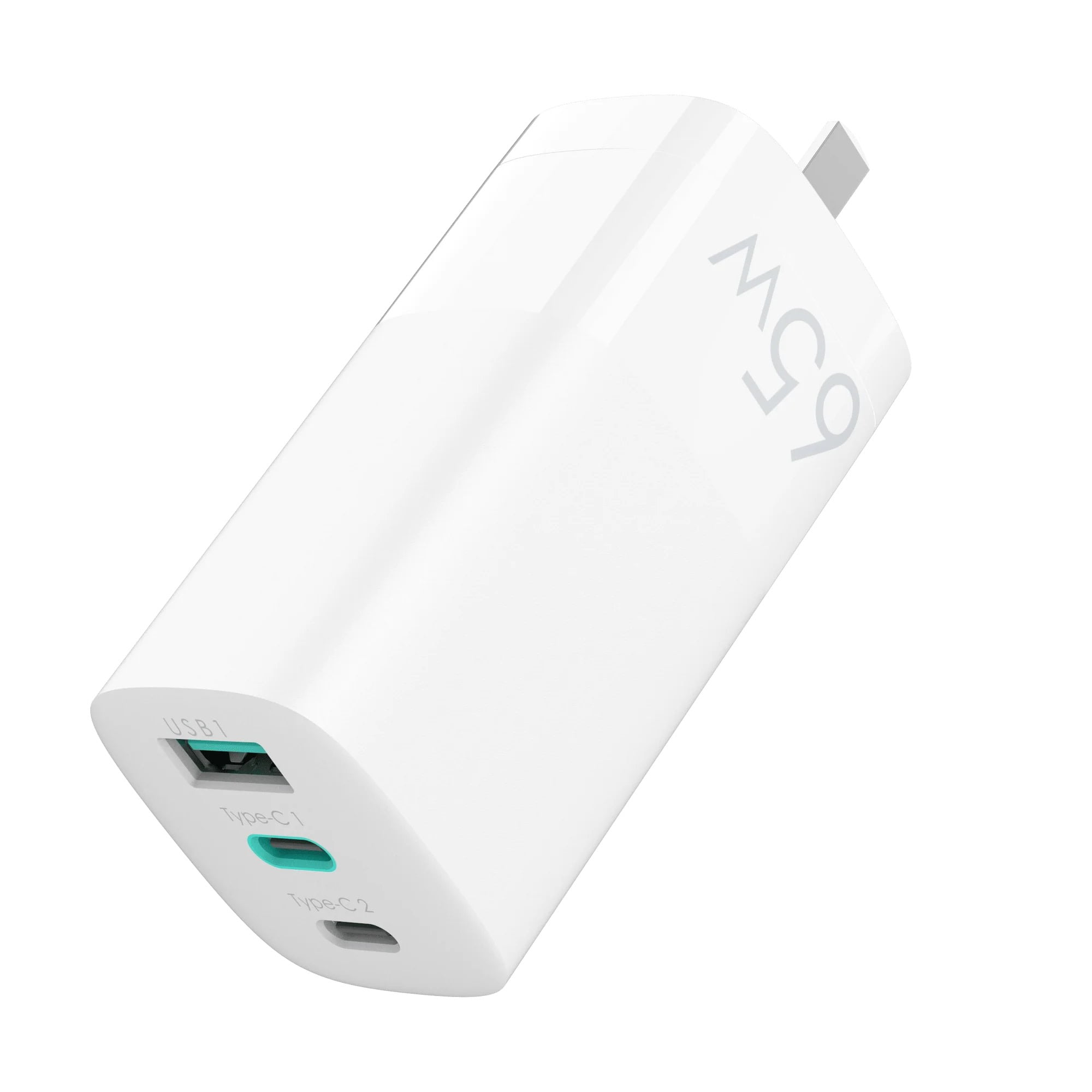 4XEM 65W GAN Wall Charger with 2 USB-C ports and 1 USB-A port, White ...
