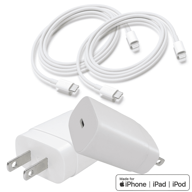 4XEM Two Pack Lightning MFi Certified Kit with Two 20W USB-C Fast ...