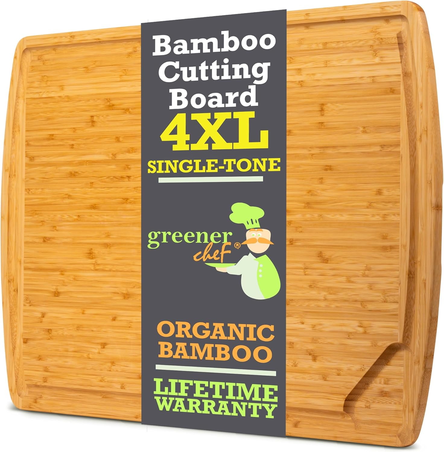 Greener Chef Oversized Bamboo Cutting Board with Deep Juice Grooves ...