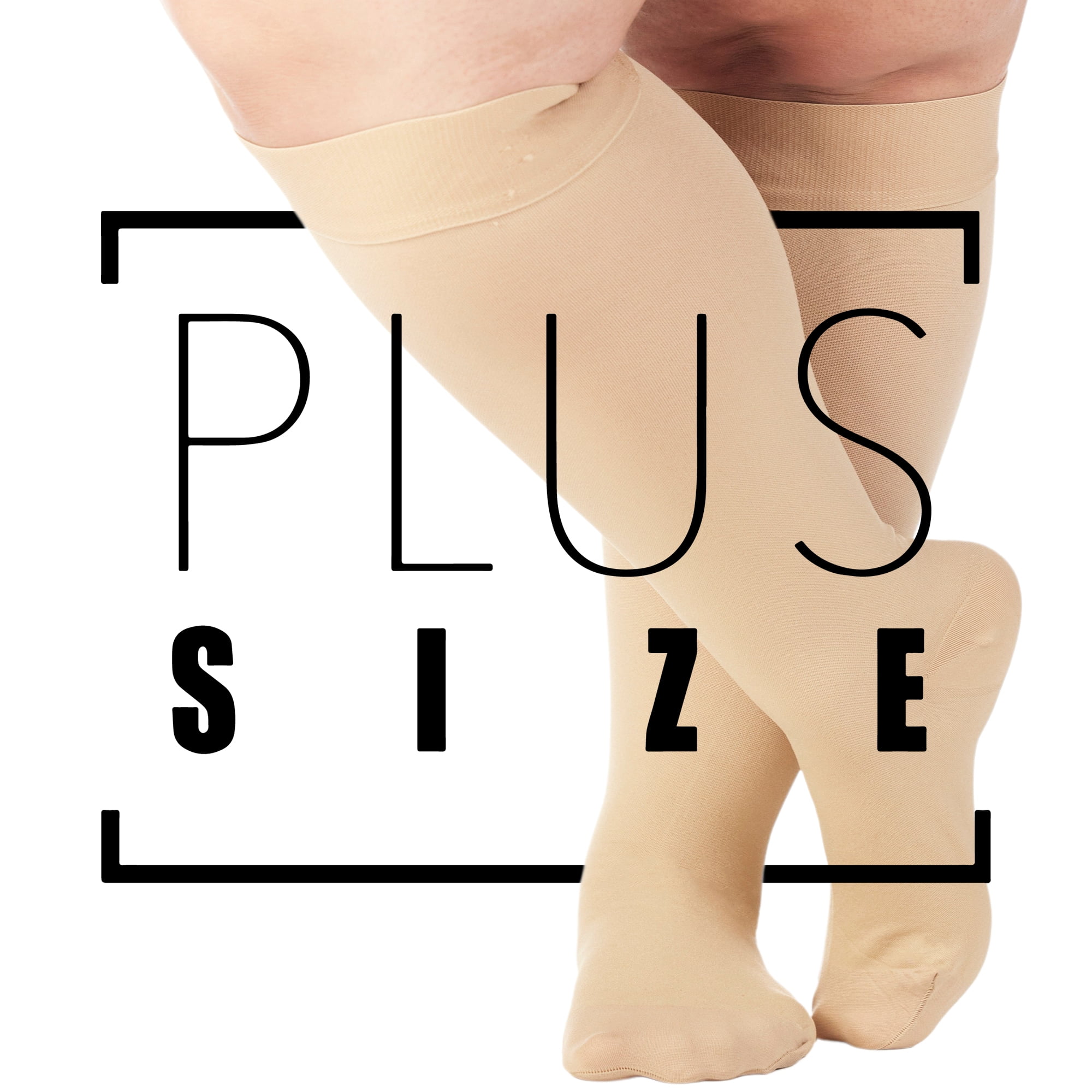 4XL Extra Wide Compression Socks for Women Men 20-30mmHg - Short Beige ...