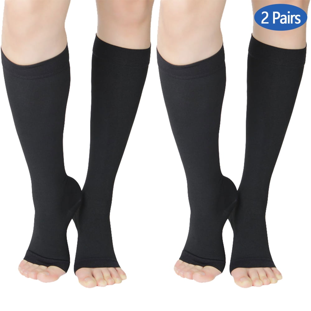 4XL Open Toe Compression Socks Wide Calf Graduated Bamboo Knee-High ...