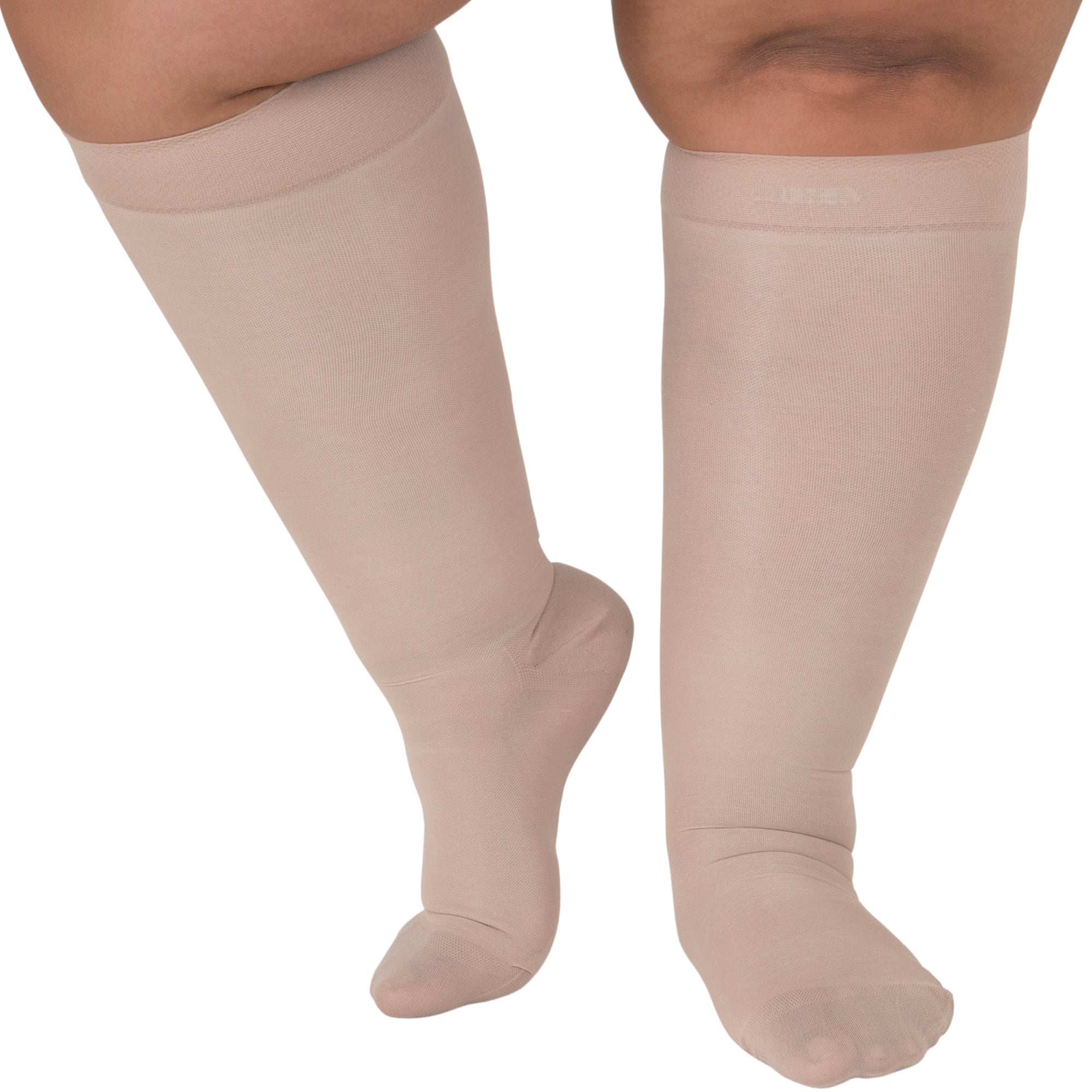 4XL Plus Size Sheer Compression Socks for Women 15-20mmHg - Nude, 4X ...