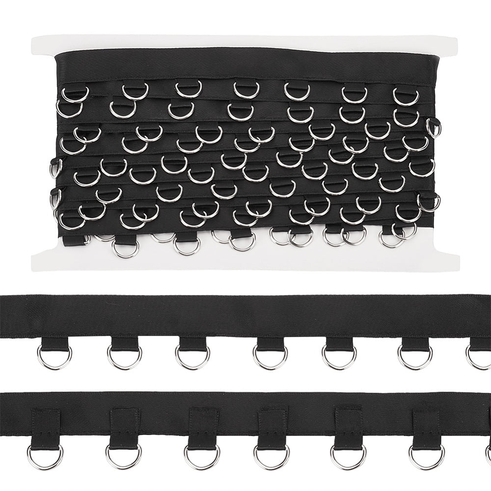 4Yard Polyester Lacing Tape Iron D Ring Corset Ribbon Black 2.9cm ...