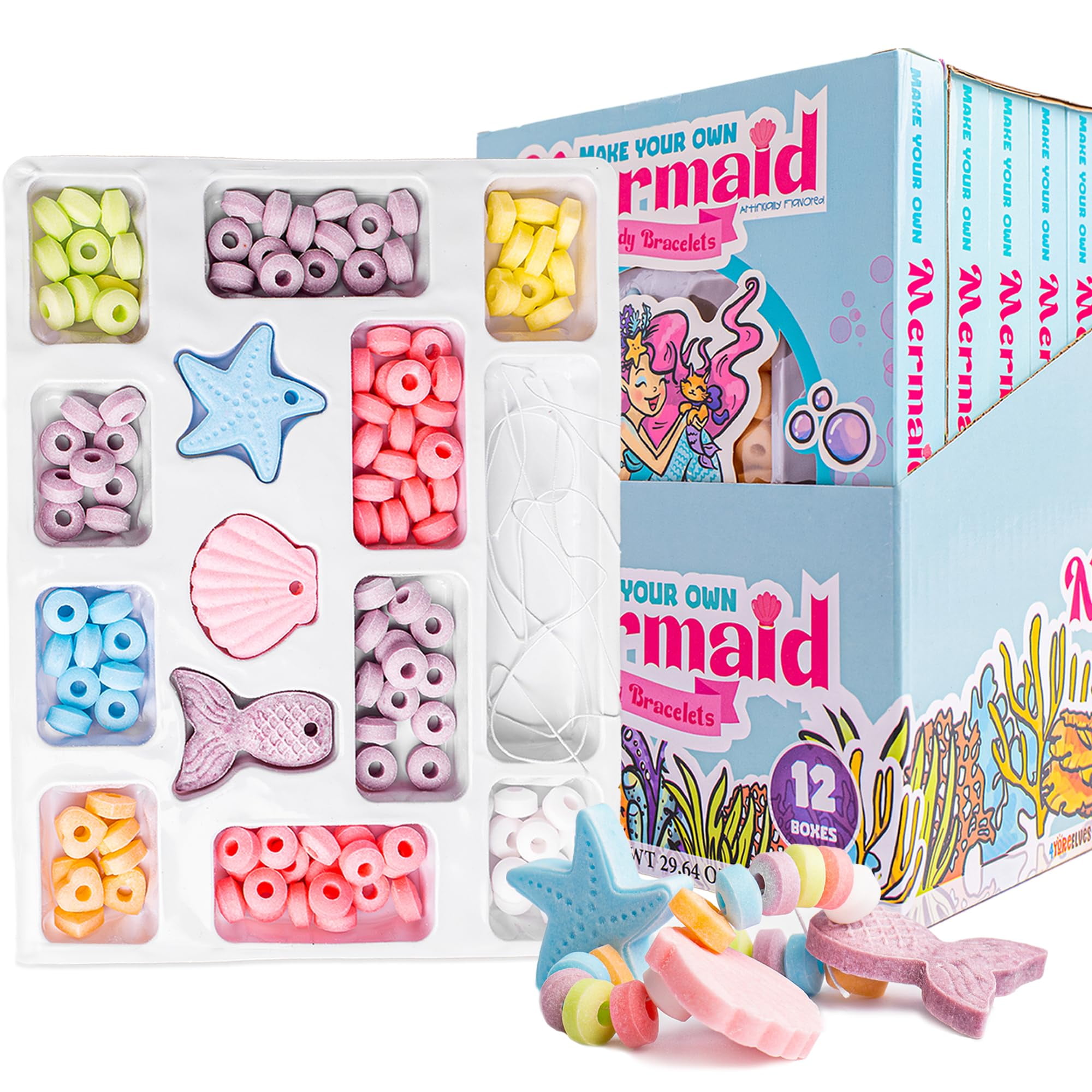 4YoreElves 12 Mermaid Candy SAF21 Bracelet Kits, String Your Own Candy ...