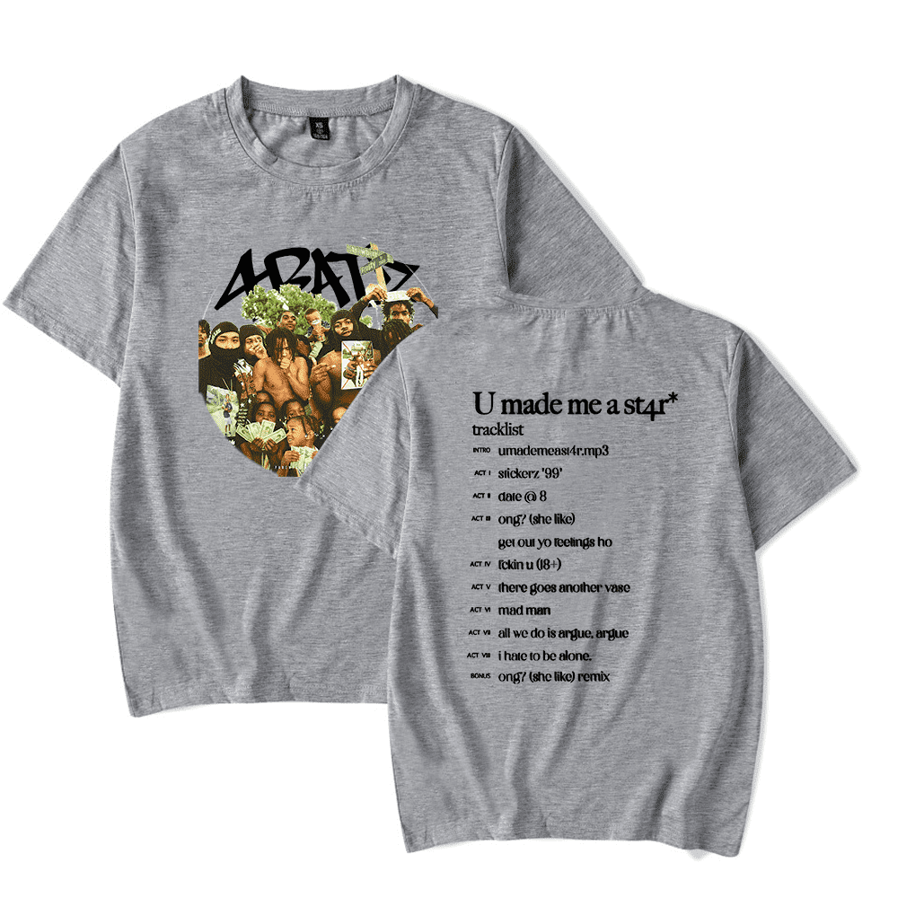 4batz Merch T Shirt Short Sleeve U made me a st4r Album Cover Merch T ...