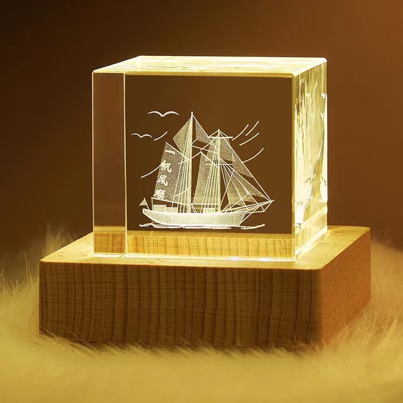 4cm Laser Engraved Moon Model Crystal 3D Glass Image Miniature ...