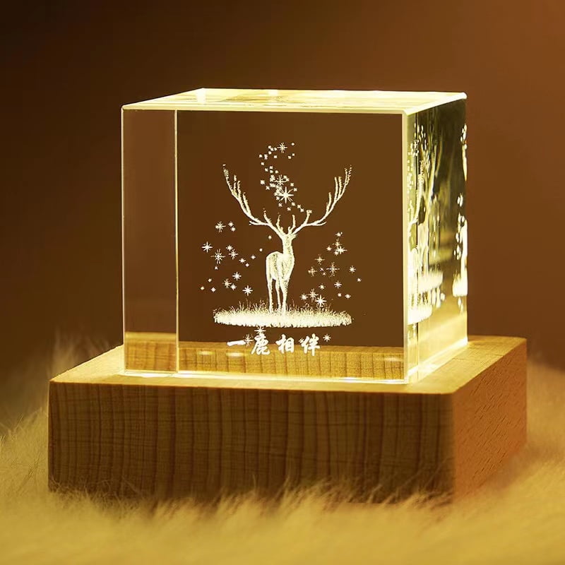 4cm Laser Engraved Moon Model Crystal 3D Glass Image Miniature ...