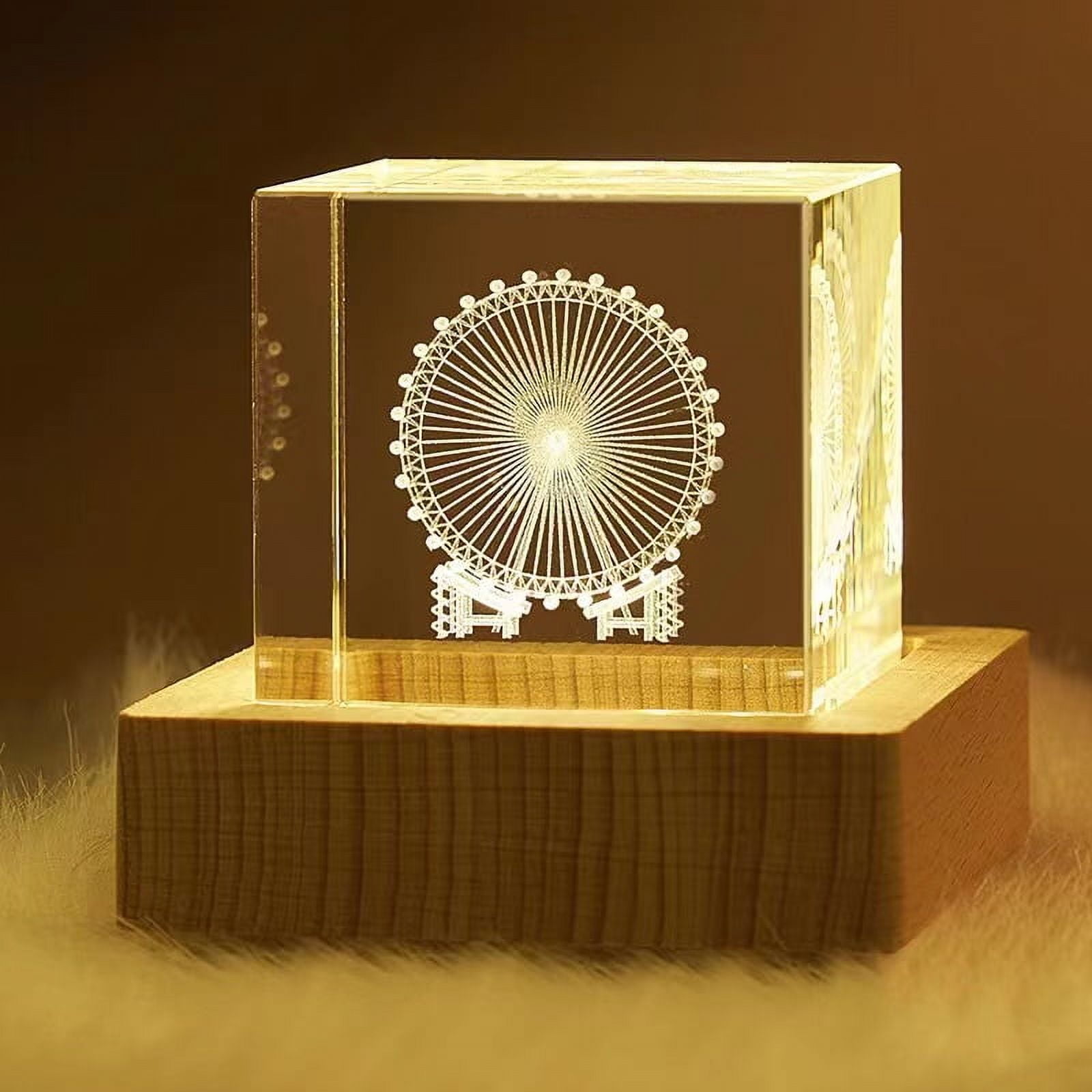 4cm Laser Engraved Moon Model Crystal 3D Glass Image Miniature ...