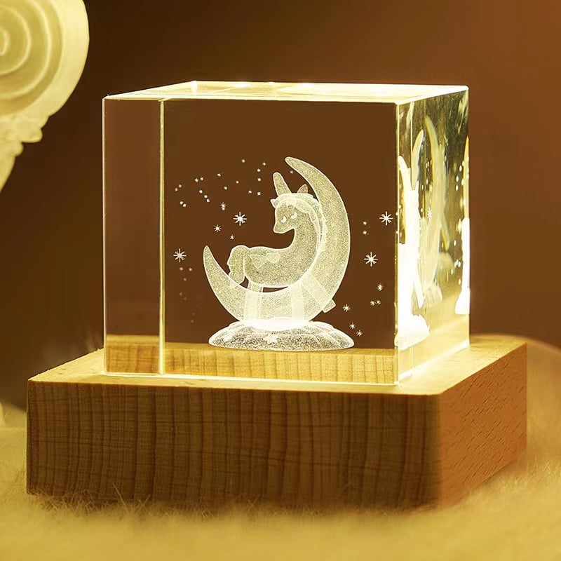 4cm Laser Engraved Moon Model Crystal 3D Glass Image Miniature ...