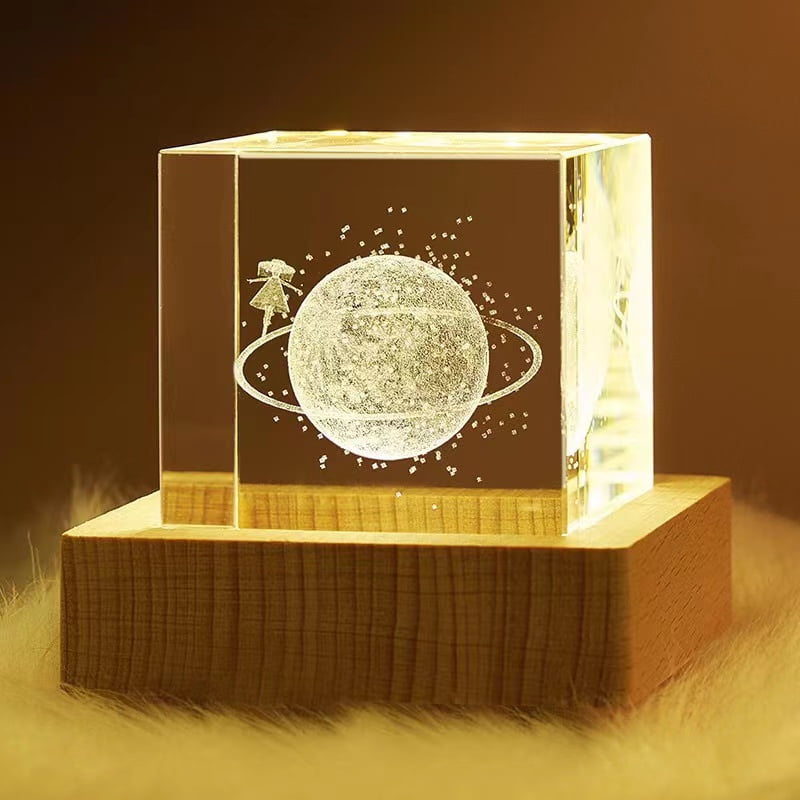 4cm Laser Engraved Moon Model Crystal 3D Glass Image Miniature ...