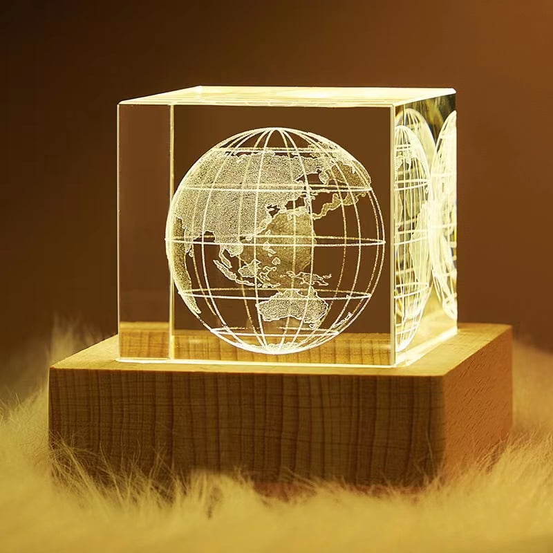 4cm Laser Engraved Moon Model Crystal 3D Glass Image Miniature ...