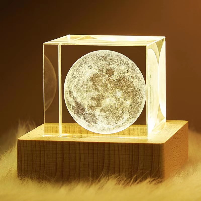4cm Laser Engraved Moon Model Crystal 3D Glass Image Miniature ...