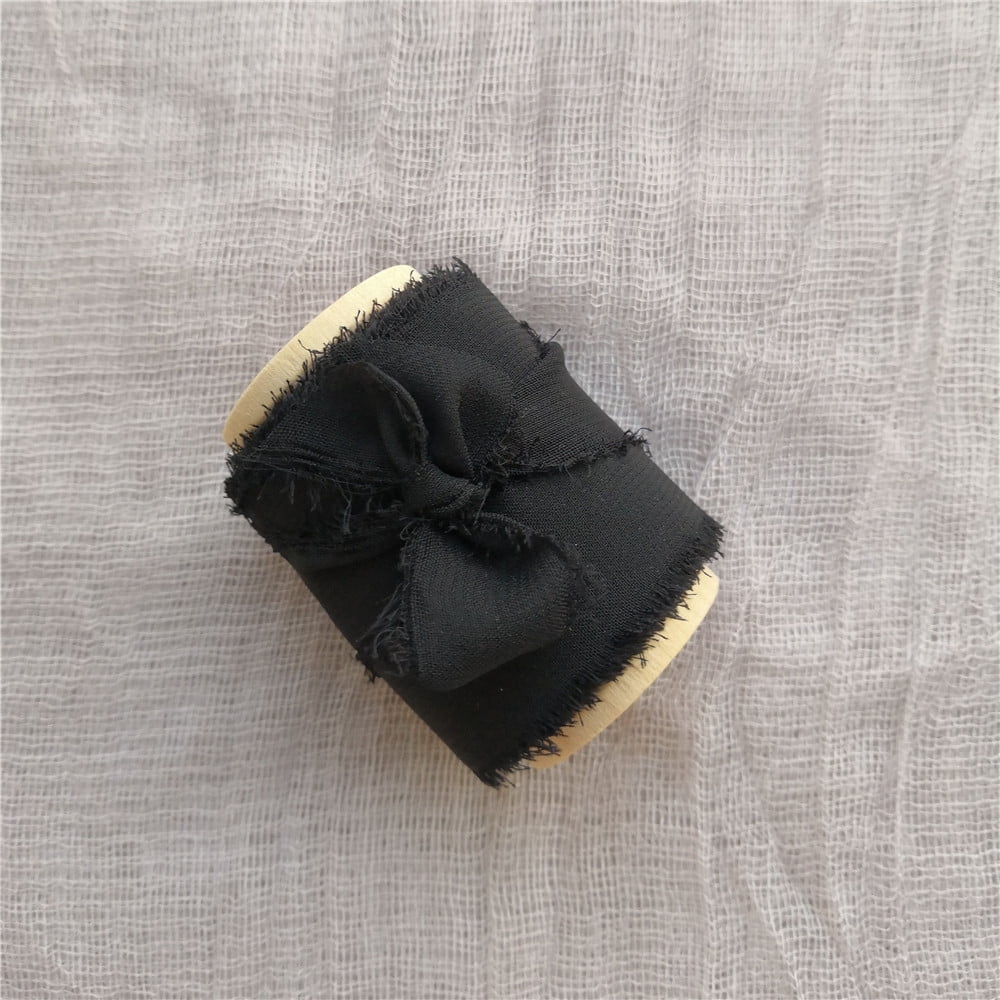 4cmx5.5m Handmade Frayed Edged Chiffon Silk Ribbon with Wood Spool ...