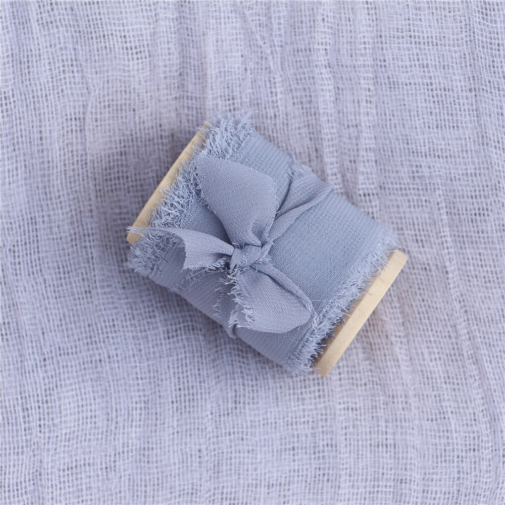 4cmx5.5m Handmade Frayed Edged Chiffon Silk Ribbon with Wood Spool ...