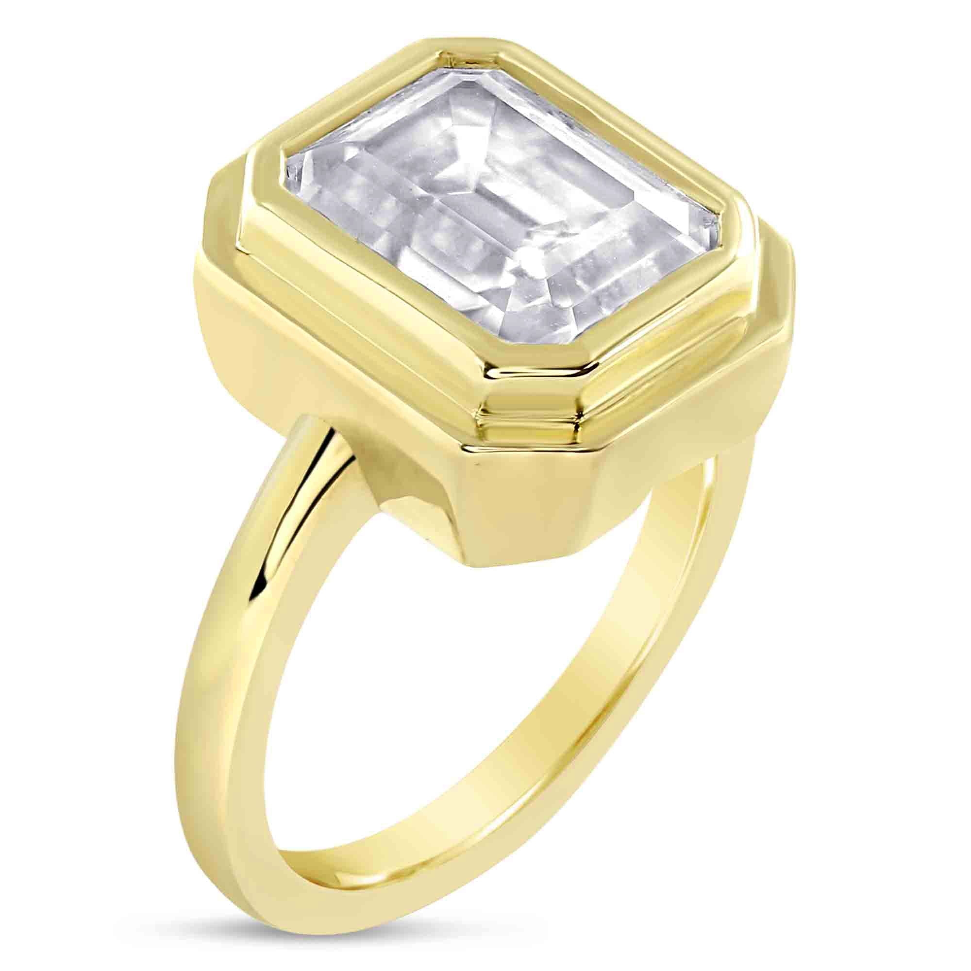 4ct Emerald Cut Yellow Gold Solitaire Diamond Ring E50LG - Walmart.com